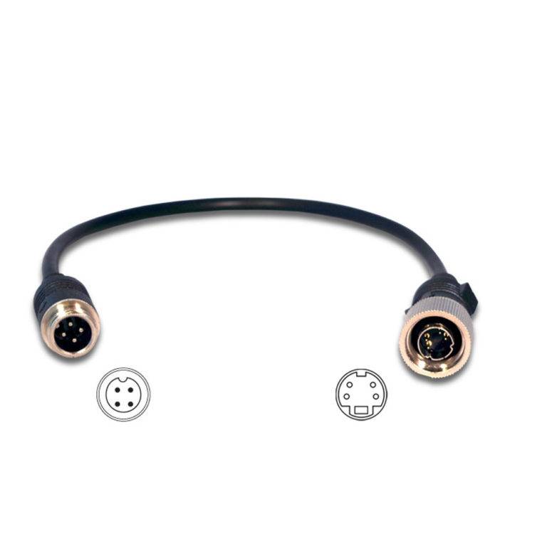 Verloopkabel voor aansluiten VZ camera op 4 pin mini Din monitor(kabel)